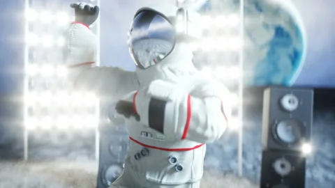 Funny astronaut dancing on the moon. Rea... | Stock Video | Pond5