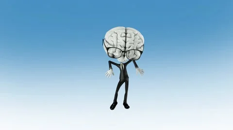 funny cartoon man brain is dancing joyfu... | Stock Video | Pond5
