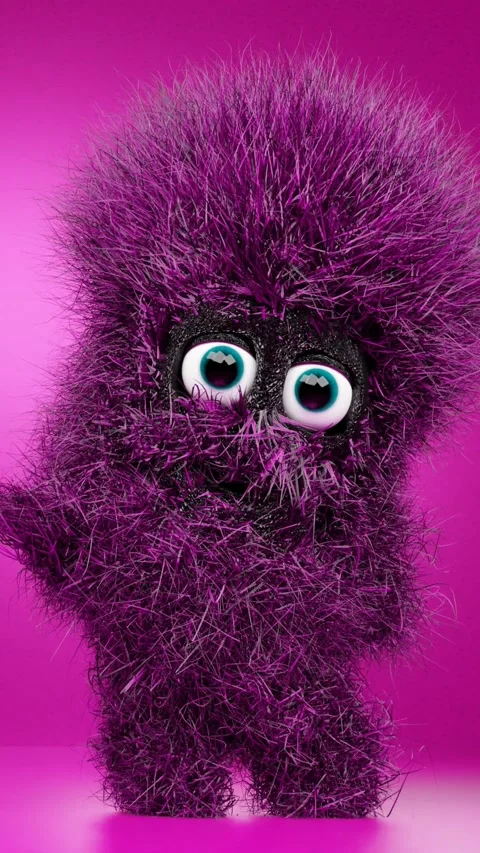 Funny dancing furry creature on a purple... | Stock Video | Pond5