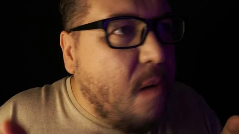 Funny fat man watching TV and eating sna... | Stock Video | Pond5