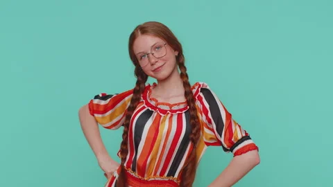 Funny ginger girl making playful silly f... | Stock Video | Pond5