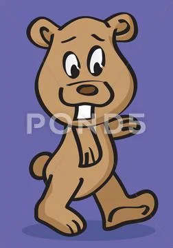Funny grizzly bear with front tooth vector cartoon: Royalty Free #44236286