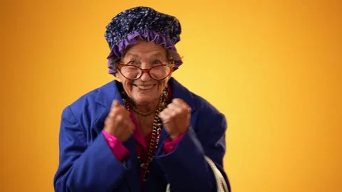 Funny happy smiling laughing crazy grand... | Stock Video | Pond5