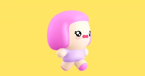 Funny Looped cartoon kawaii Girl charact... | Stock Video | Pond5