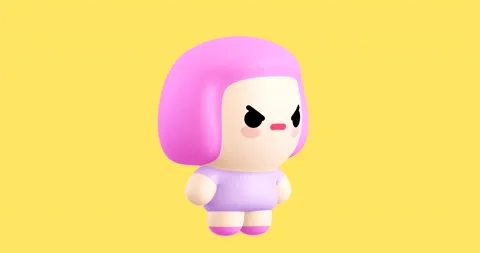 Funny Looped cartoon kawaii Girl charact... | Stock Video | Pond5