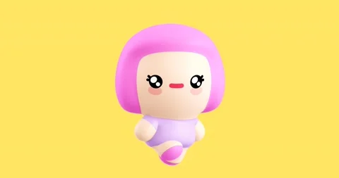 Funny Looped cartoon kawaii Girl charact... | Stock Video | Pond5