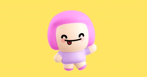 Funny Looped cartoon kawaii Girl charact... | Stock Video | Pond5