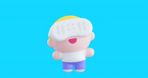 Funny Looped cartoon kawaii VR boy chara... | Stock Video | Pond5