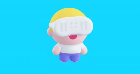 Funny Looped cartoon kawaii VR boy chara... | Stock Video | Pond5