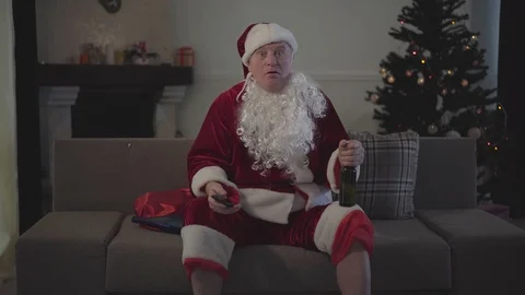 Santa Claus Watching Tv Stock Video Footage | Royalty Free Santa Claus ...