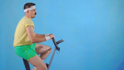 Funny man from the 80's with a mustache ... | Stock Video | Pond5