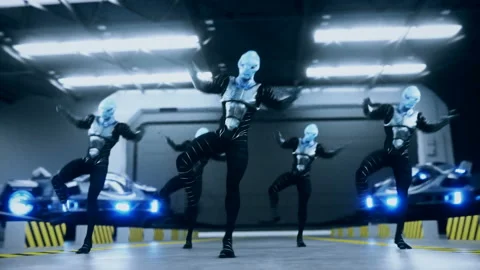 Funny military aliens dance in military ... | Stock Video | Pond5