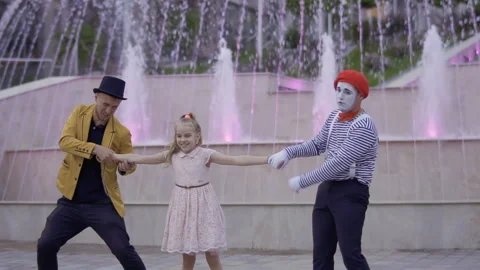 Funny mime and magician fighting for the... | Stock Video | Pond5