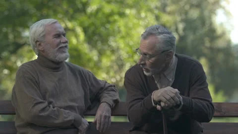 Funny old man saying goodbye to his frie... | Stock Video | Pond5