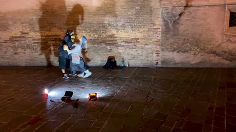 Funny show of street artist hidden insid... | Stock Video | Pond5