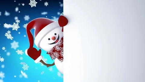 Funny Snowman in Santa Claus Cap Greetin... | Stock Video | Pond5