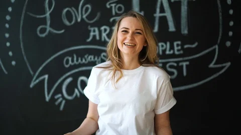 of funny woman cook dance and sing with ... | Stock Video | Pond5