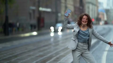 funny woman with neck brace is dancing c... | Stock Video | Pond5