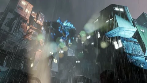 Furious Godzilla in the Rain, SCI FI, Cy... | Stock Video | Pond5