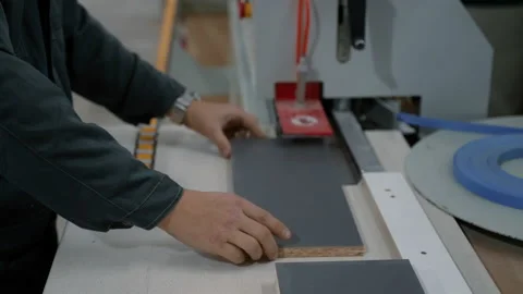 The furniture maker works on the edge of... | Stock Video | Pond5