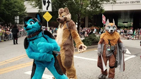 Furries Anthrocon Convention Street Para... | Stock Video | Pond5