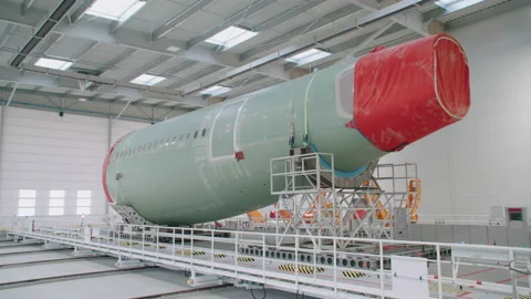The fuselage of an aircraft on a cargo m... | Stock Video | Pond5