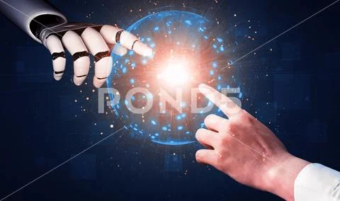 Future artificial intelligence robot and cyborg. 3D illustration ...