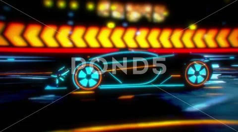 Future car going on the road 4k animation Illustration #128173596