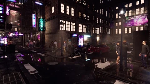 Future Cyberpunk Alley (4K, 3D Render) | Stock Video | Pond5