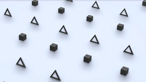 Futuristic 3d render of triangle and cub... | Stock Video | Pond5