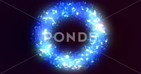 Futuristic abstract blue exploding ring circle glowing radiant magical ...