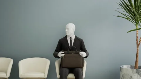 Futuristic android robot sitting on a ch... | Stock Video | Pond5