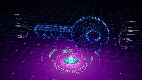Futuristic animation of access key icon ... | Stock Video | Pond5