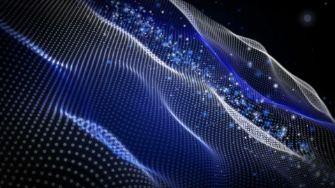 Futuristic animation with wave object an... | Stock Video | Pond5