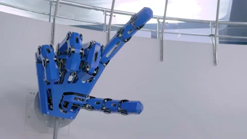 Futuristic big blue mechanical robotic h... | Stock Video | Pond5