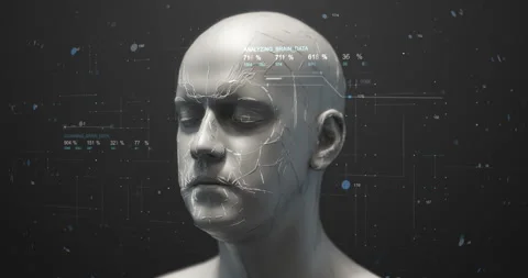 Futuristic Bionic Robot Face Moving His ... | Stock Video | Pond5