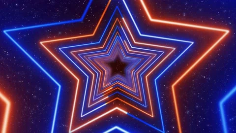 Futuristic Blue Orange Star Lines Neon L... | Stock Video | Pond5