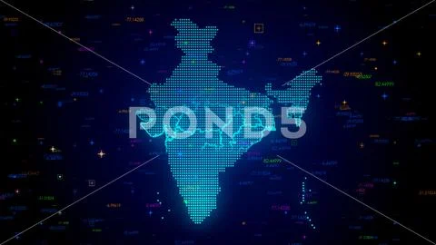 Futuristic Blue Shiny Digital Hud Dots Mosaic Grid India Map Light ...