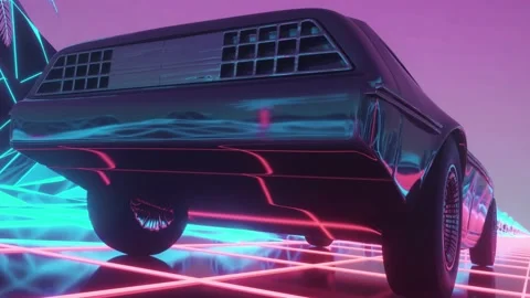 Futuristic car drive through neon city. ... | Stock Video | Pond5