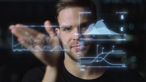 Futuristic ceo work process man analysin... | Stock Video | Pond5