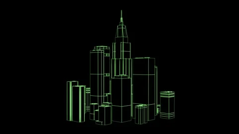 The futuristic city. 3D animation. Mesh ... | Stock Video | Pond5