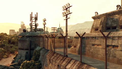 A futuristic city with a military base w... | Stock Video | Pond5