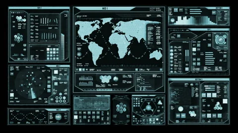 Futuristic command center interface (loo... | Stock Video | Pond5