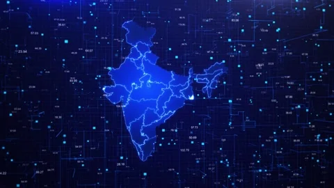Futuristic cyber digital India map techn... | Stock Video | Pond5