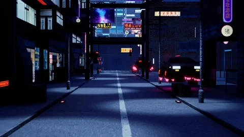Futuristic Cyberpunk Street Drive Throug... | Stock Video | Pond5