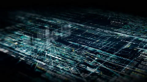 Futuristic Data Matrix Simulation HUD Sc... | Stock Video | Pond5