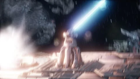 Futuristic Defense Tower Firing Laser in... | Stock Video | Pond5