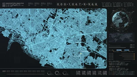 Futuristic Digital City Map GPS | Stock Video | Pond5