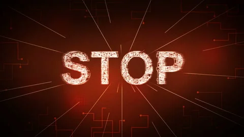 Futuristic Digital Stop Word Red Abstrac... | Stock Video | Pond5