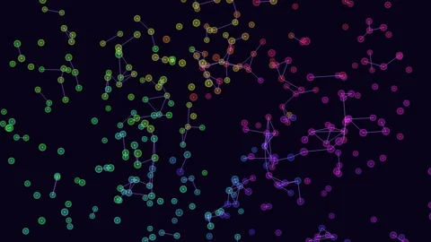 Futuristic dots connected lines in dark ... | Stock Video | Pond5